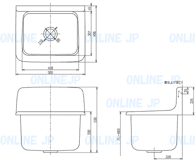 【TOTO】 バック付掃除用流し SK322 のことならONLINE JP